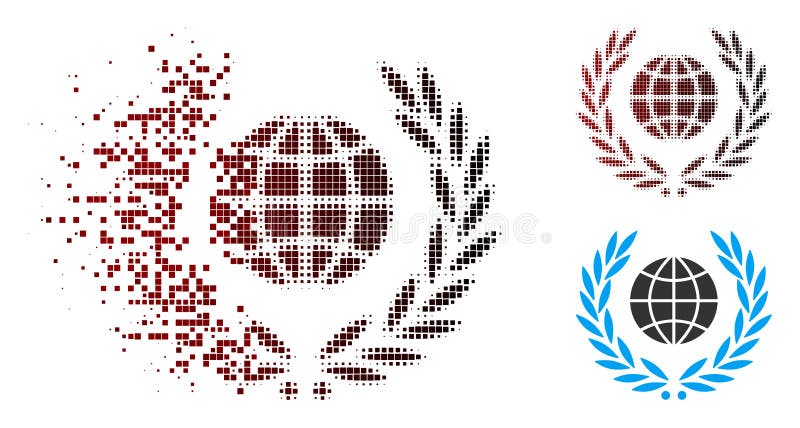 Shredded Pixel Halftone Global Emblem Icon Stock Vector - Illustration ...