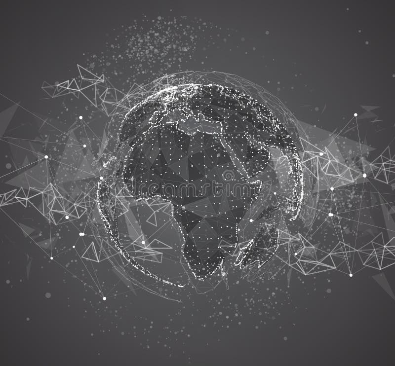 Vector Globe, Planet Earth, from Dots. Concept Bigdata, Processing and ...