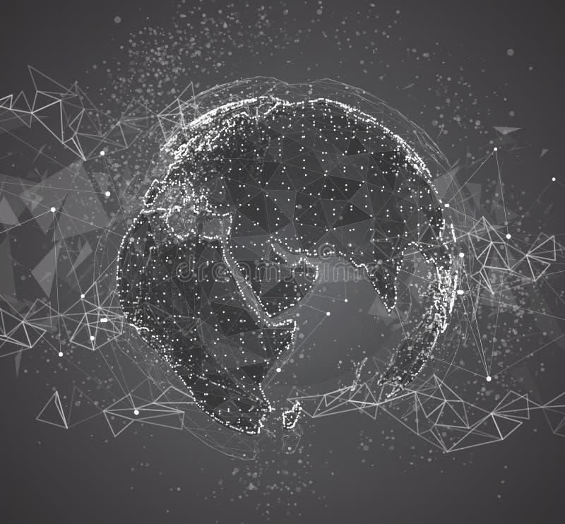 Vector Globe, Planet Earth, from Dots. Concept Bigdata, Processing and ...