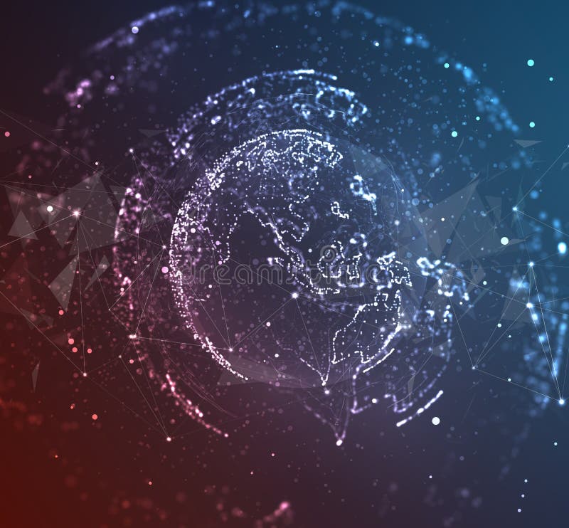 Vector Globe, Planet Earth, from Dots. Concept Bigdata, Processing ...
