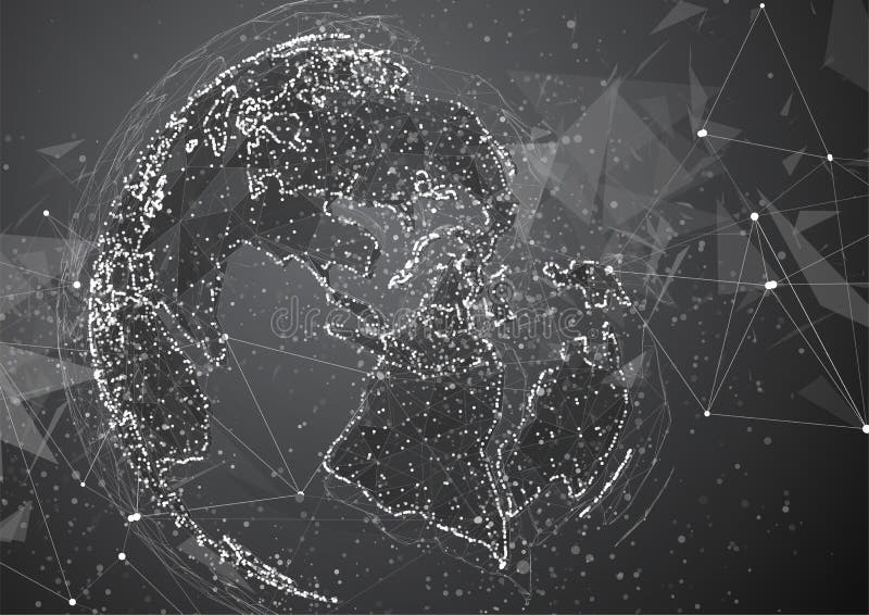 Vector Globe, Planet Earth, from Dots. Concept Bigdata, Processing and ...