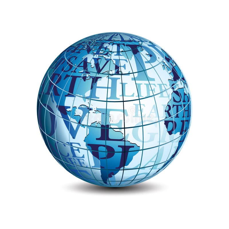 Vector Globe with text stock illustration. Illustration of continent ...