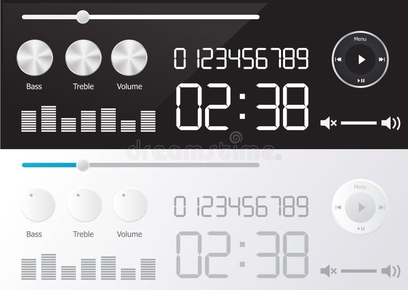 Vector Glossy Audio Players Design with Different Control Stock Vector ...