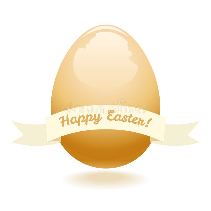 Vector Glossy Egg with Banner and Lettering Happy Easter. Isolated on ...