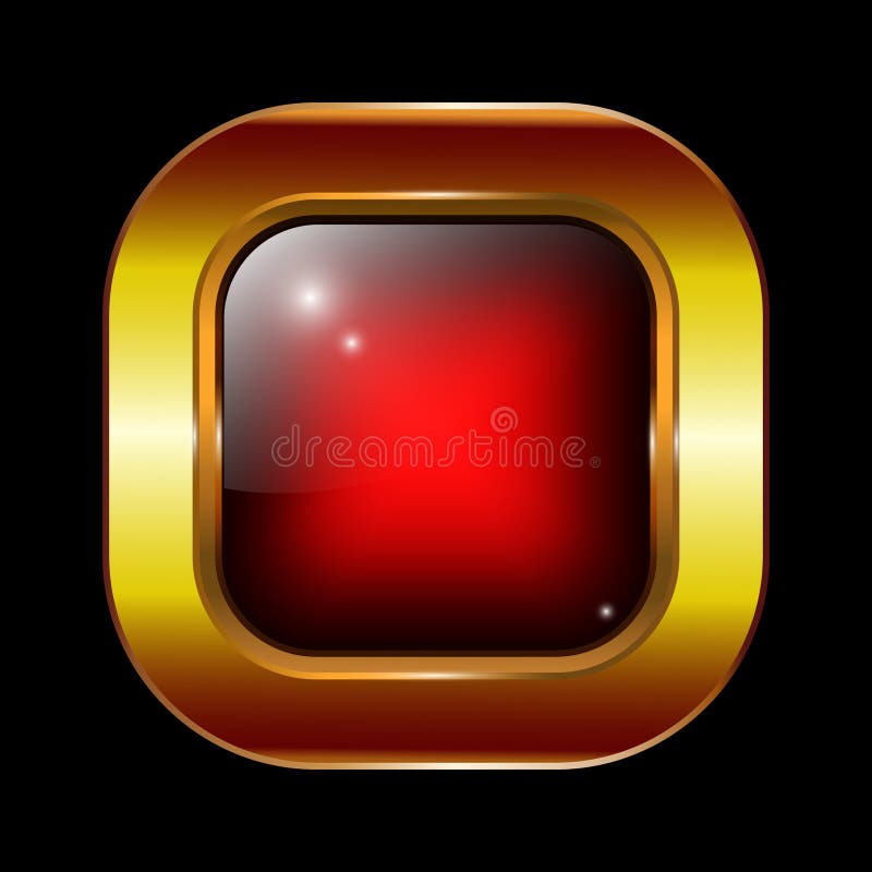 Vector Red Glass Texture Golden Frame Web Button Design Stock Vector ...