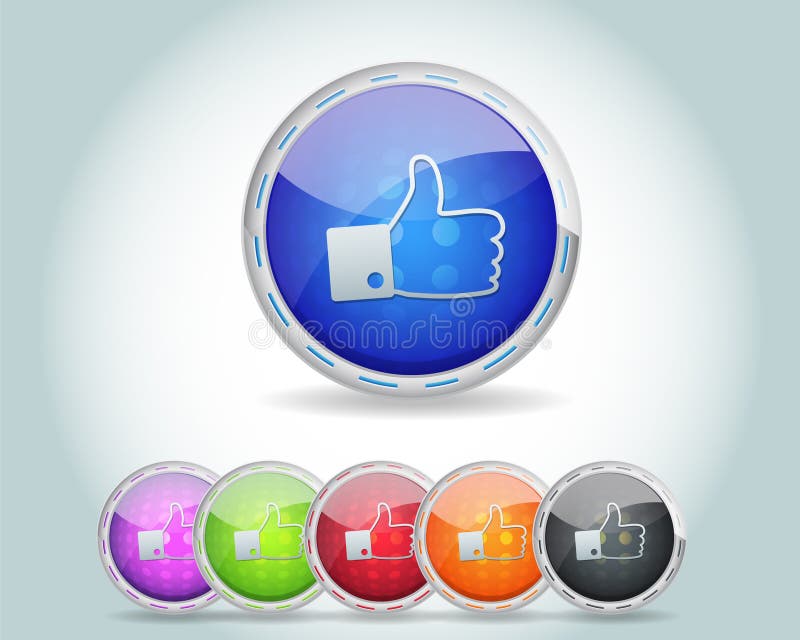Vector Glossy Round Like Icon Button and Multicolo Editorial Stock ...