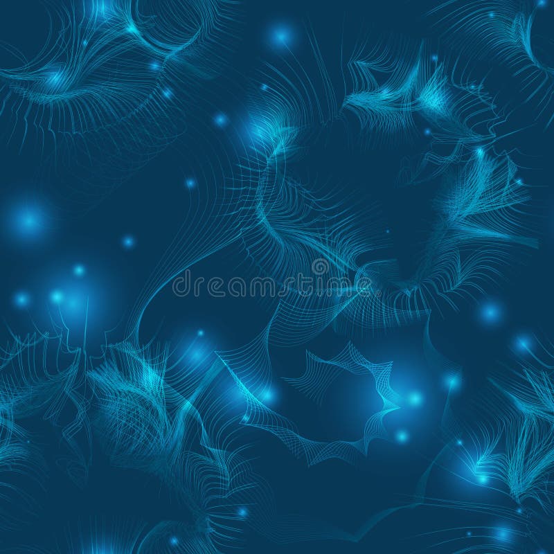Vector Glow Blue Cosmos Abstract Seamless Pattern. Stock Vector ...
