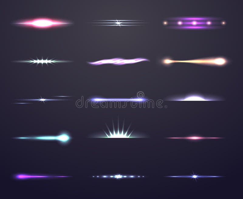 Vector Glow Light Effect Set Stock Vector - Illustration of bright ...