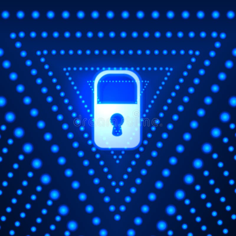 Vector Glowing Background with Lock and Blue Triangles, Technology ...