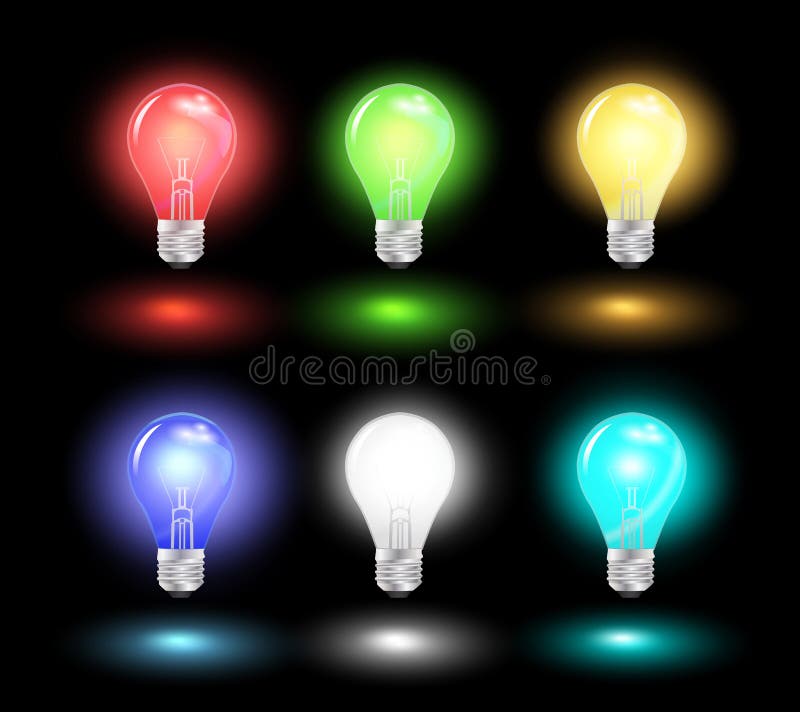 Vector Glowing Light Bulb Ideas Stock Vector - Illustration of ...