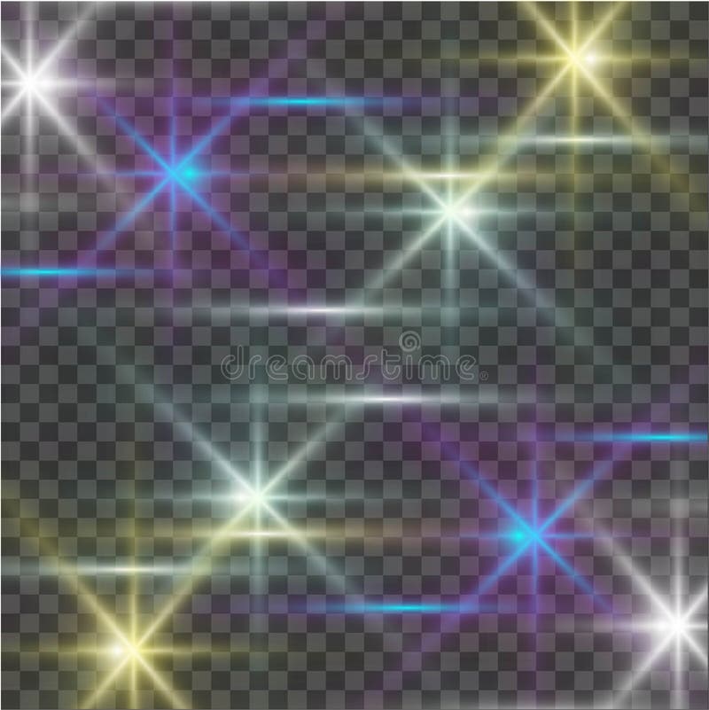 Vector Glowing Light Bursts with Sparkles on Transparent Background ...