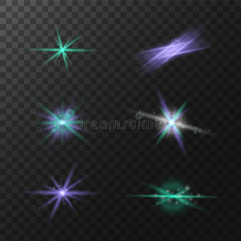 Vector Glowing Light Effect Set. Luminous Element. Transparent Lens ...