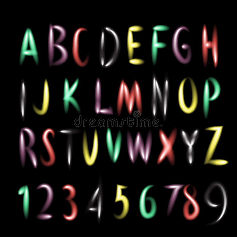 Neon glow alphabet stock vector. Illustration of glow - 34499247