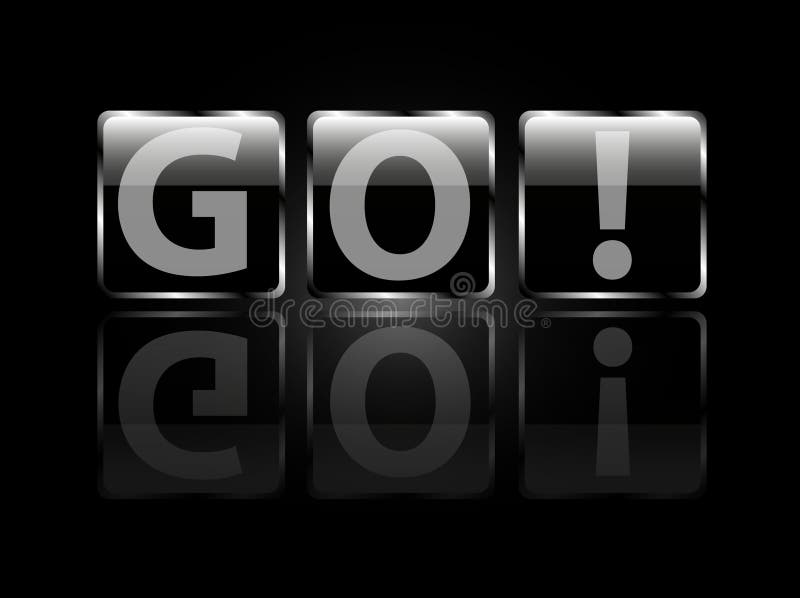 Vector Go Sign on Buttons Reflected on Black Stock Illustration ...