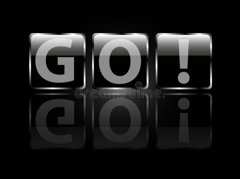 Vector Go Sign on Buttons Reflected on Black Stock Illustration ...