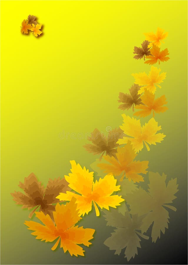 Vector Gold Autumn Leaves on Brightly Green Background Stock Vector ...