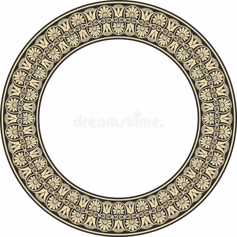 Vector Gold with Black Round Ornament Ring of Ancient Greece. Stock ...