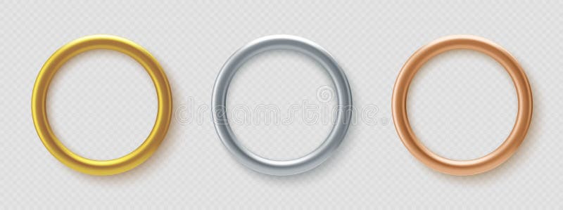 Vector Gold, Bronze and Silver Ring Frame. Round Banner. Isolated on a ...