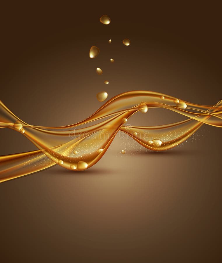 Vector Gold Brown Abstract Background with Waves and Bubbles Stock ...