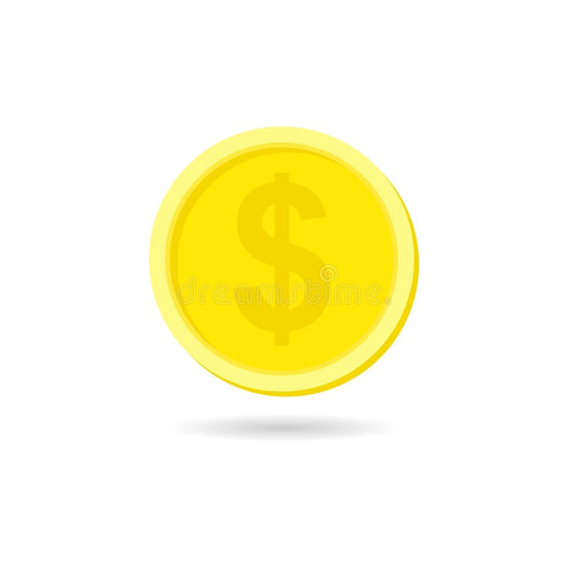 Vector Gold Coin, Flat Icon Design Isolated White Background Stock ...