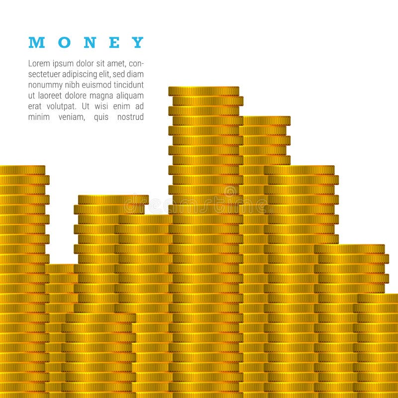 Vector Gold Coins Stack Isolated on a White Background with Text. Much ...