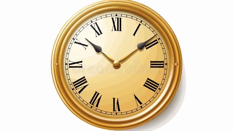 Vector Gold Color Wall Clock Cartoon Vector Illustration Stock Vector ...