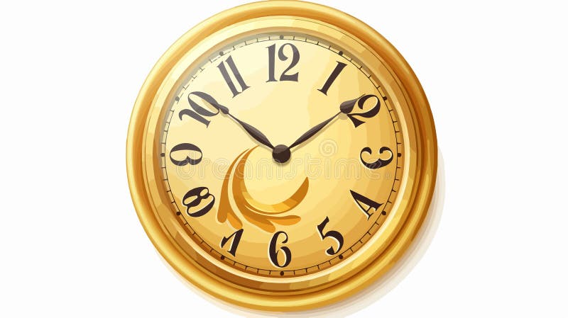 Vector Gold Color Wall Clock Cartoon Vector Illustration Stock Vector ...
