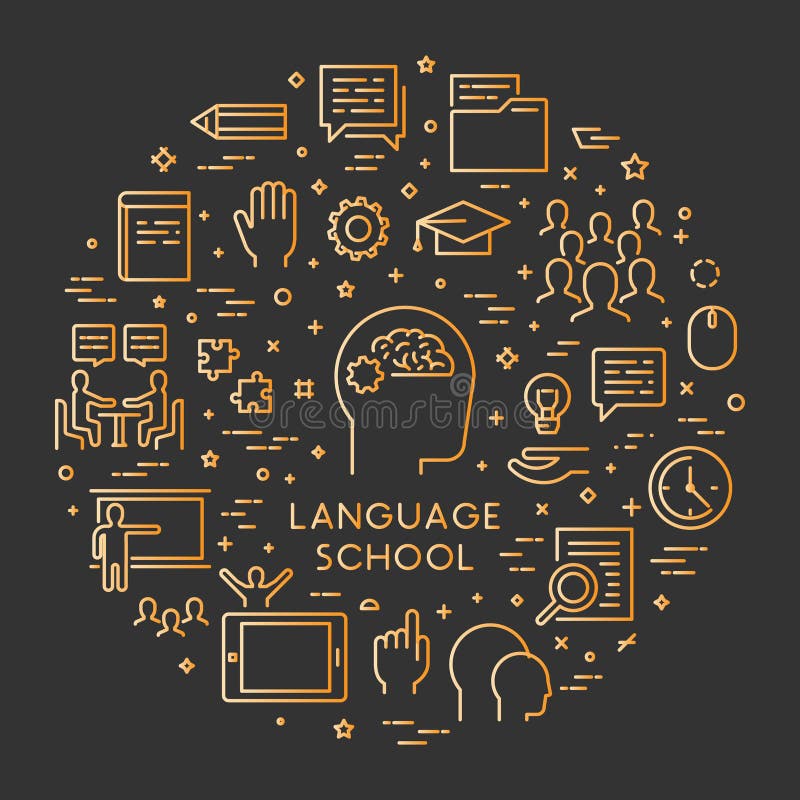 Vector Gold Concept for Foreign Language School Stock Illustration ...