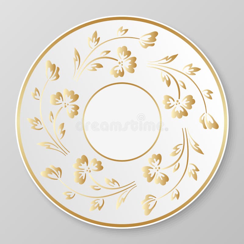 Vector Gold Decorative Plate. Stock Vector - Illustration of floral ...