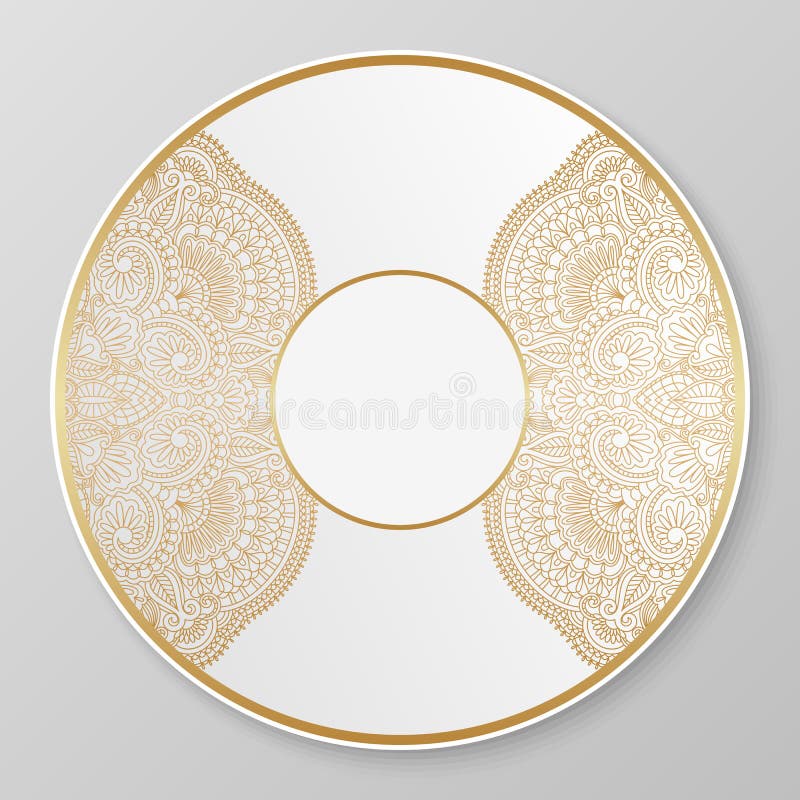 Vector Gold Decorative Plate. Stock Vector - Illustration of background ...