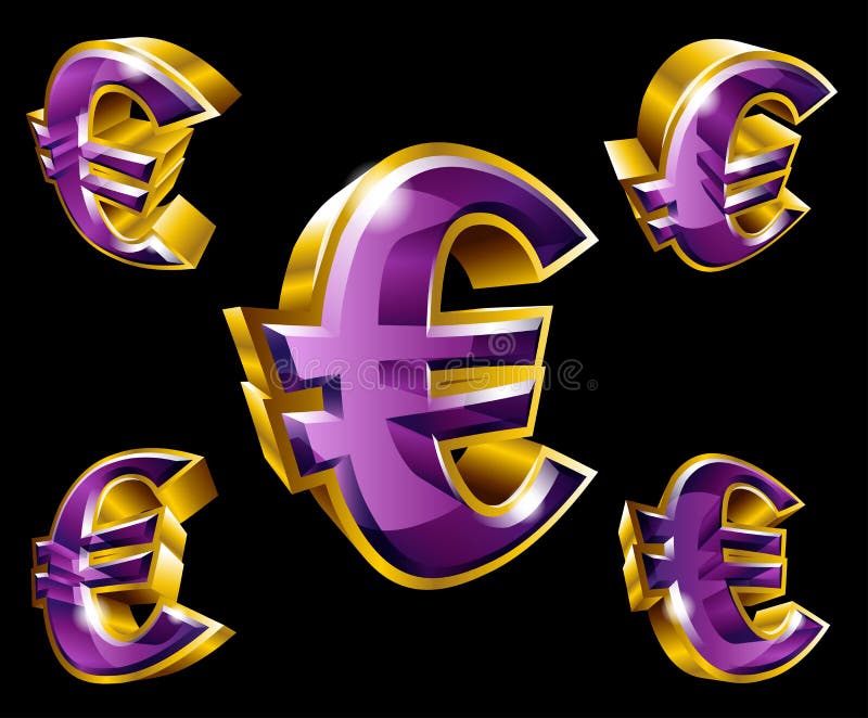 Vector Gold Euro Symbols in 3D Style Stock Vector - Illustration of ...