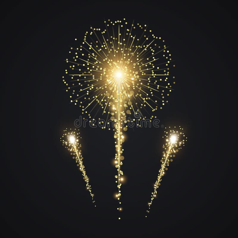 Vector gold Firework stock illustration. Illustration of excitement ...