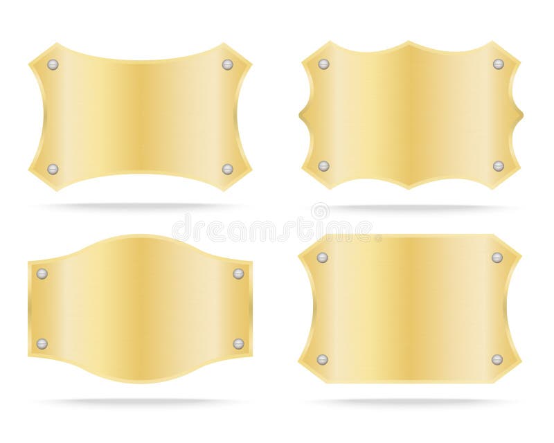 Vector Gold Label Metal or Metallic Gold Name Plate Set Stock Vector ...