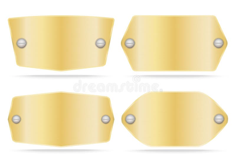 Vector Gold Label Metal or Metallic Gold Name Plate Set Stock ...