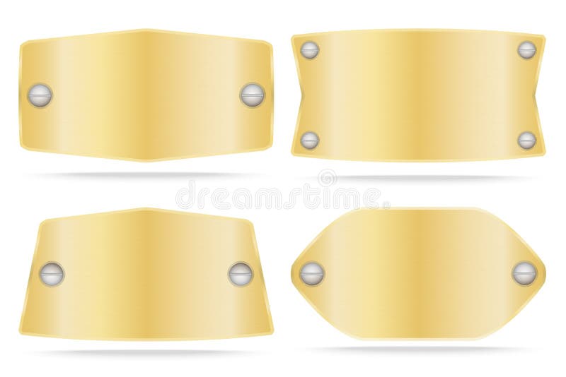 Vector Gold Label Metal or Metallic Gold Name Plate Set Stock ...