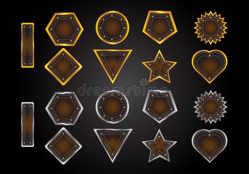 Vector Gold and Leather Shape Labels Set Stock Vector - Illustration of ...