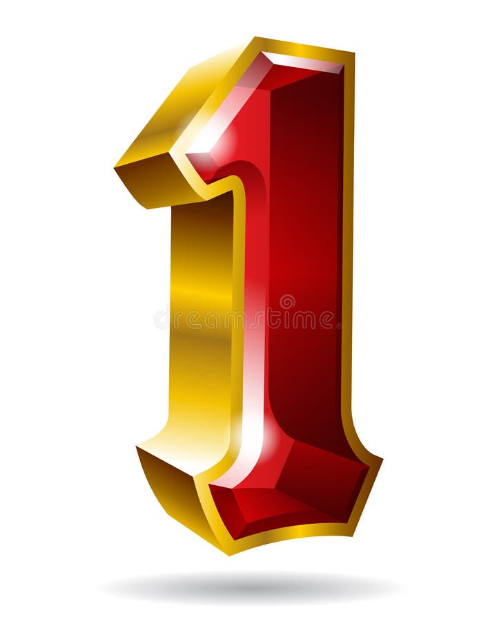 Vector Gold Number 1 Isolated on White Background. Stock Vector ...