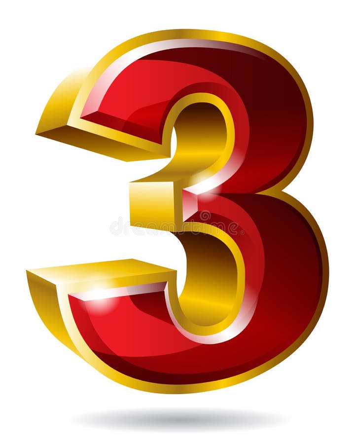 Vector Gold Number 3 Isolated on White Background. Stock Vector ...