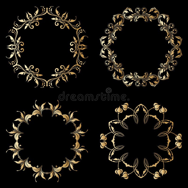 Vector gold ornaments. stock vector. Illustration of flowers - 45368383