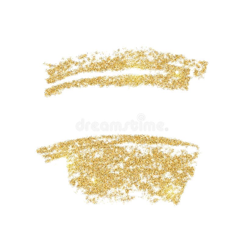 Vector Gold Paint Smears Set. Glitter Elements on White Background ...