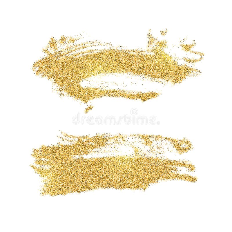 Vector Gold Paint Smears Set. Glitter Elements on White Background ...