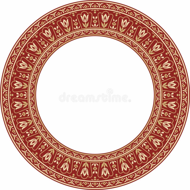 Vector Gold with Red Round Turkish Ornament. Stock Vector ...