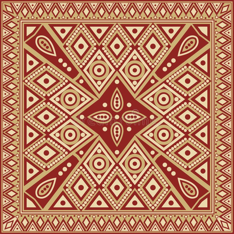Vector Gold with Red Square National Indian Patterns. Stock Vector ...