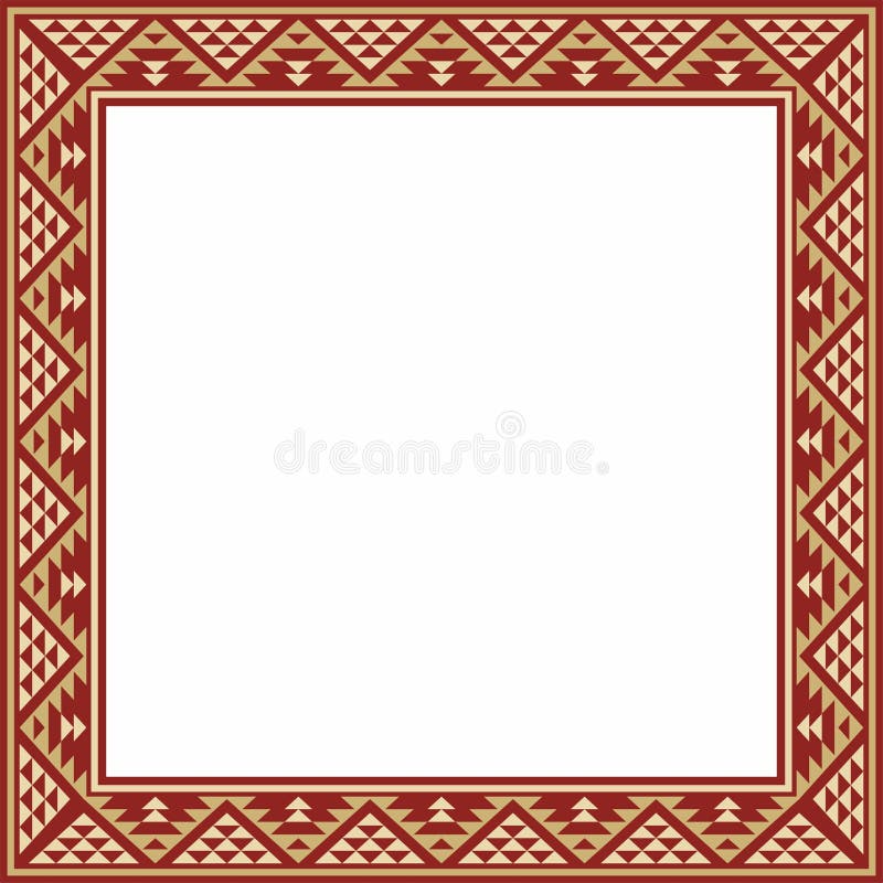 Vector Gold with Red Square National Indian Patterns. Stock Vector ...