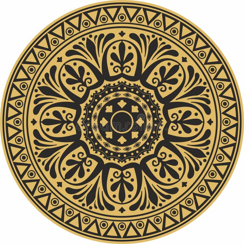 Vector Gold Round Classical Ornament of Ancient Greece and Roman Empire ...
