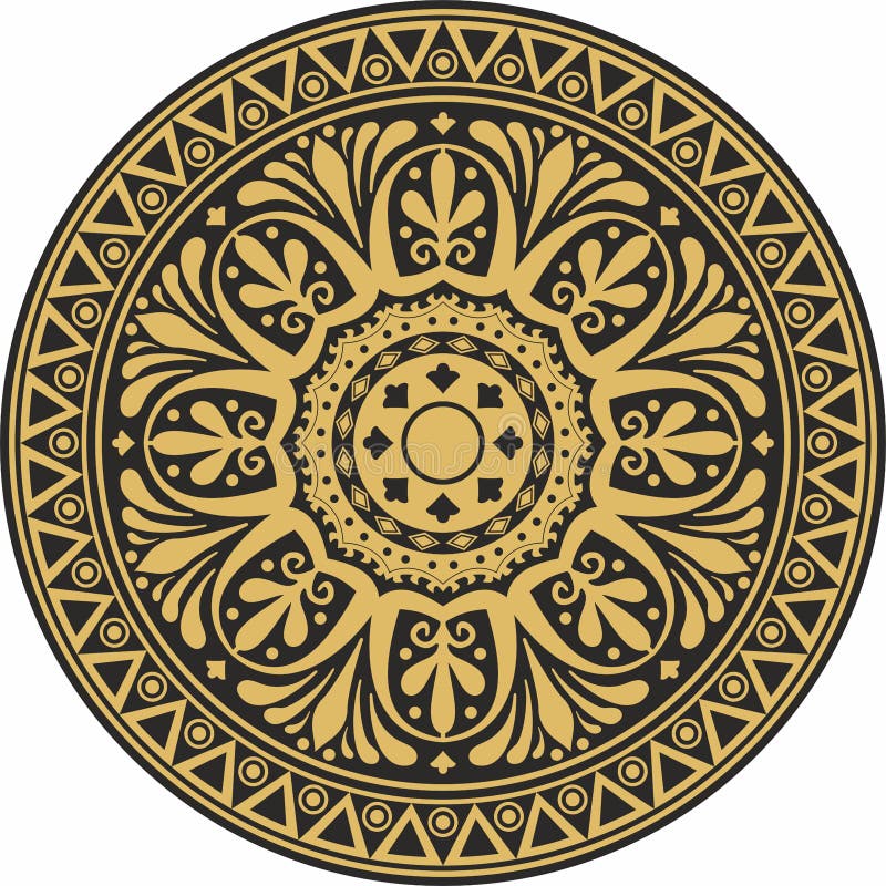 Vector Gold Round Classical Ornament of Ancient Greece and Roman Empire ...