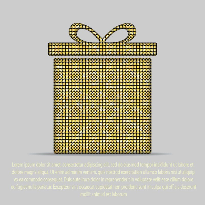 Vector Gold Sequin Gift Box. Eps 10. Stock Vector - Illustration of ...