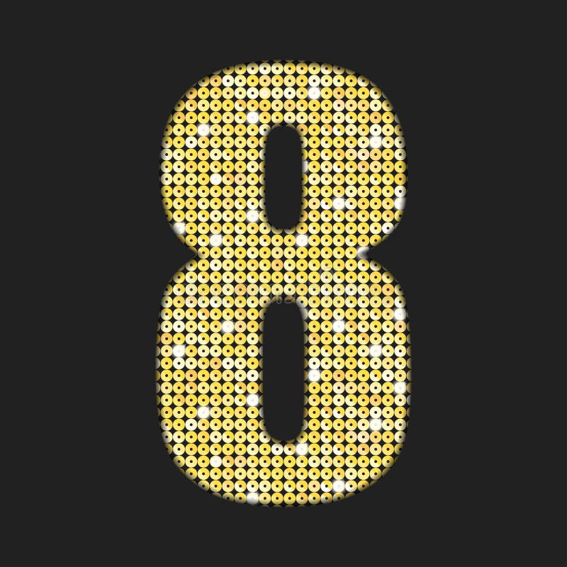Vector Gold Sequins Number - Eight. Glitter Font. Stock Vector ...