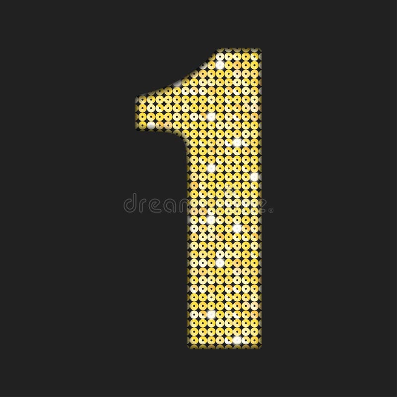 Vector Gold Sequins Number - One. Glitter Font. Stock Vector ...
