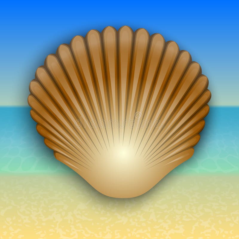 Vector Gold Shell Illustration on the Summer Sea Stock Vector ...